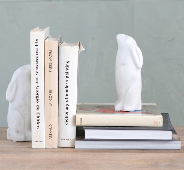 Marble Rabbit Bookends - Gray Apple Market
